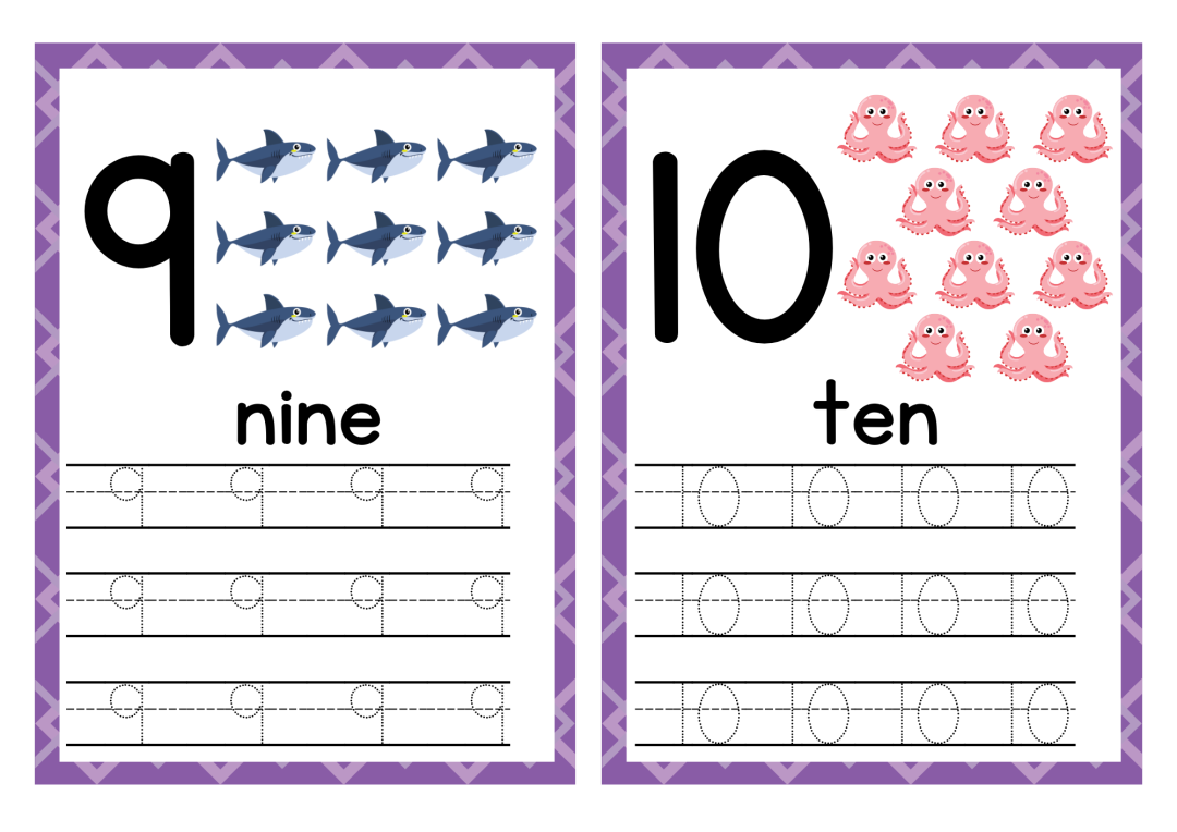 بطاقات تعليمية الأرقام باللغة الإنجليزية Tracing Numbers 1-10 - منصة ...